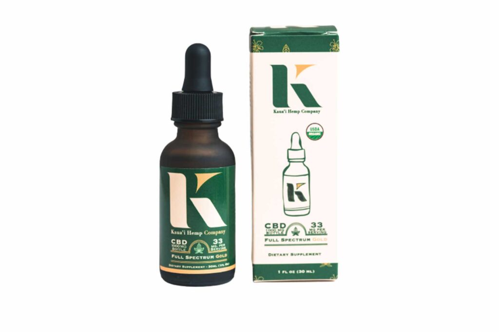 Organic Full Spectrum Gold CBD Oil 1000 mg/ 30 ml - Kauai Hemp Company